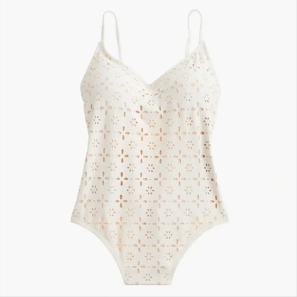 J. Crew | Swim | J Crew Strappy One Piece Swim Suit In Laser Cut Eyelet ...